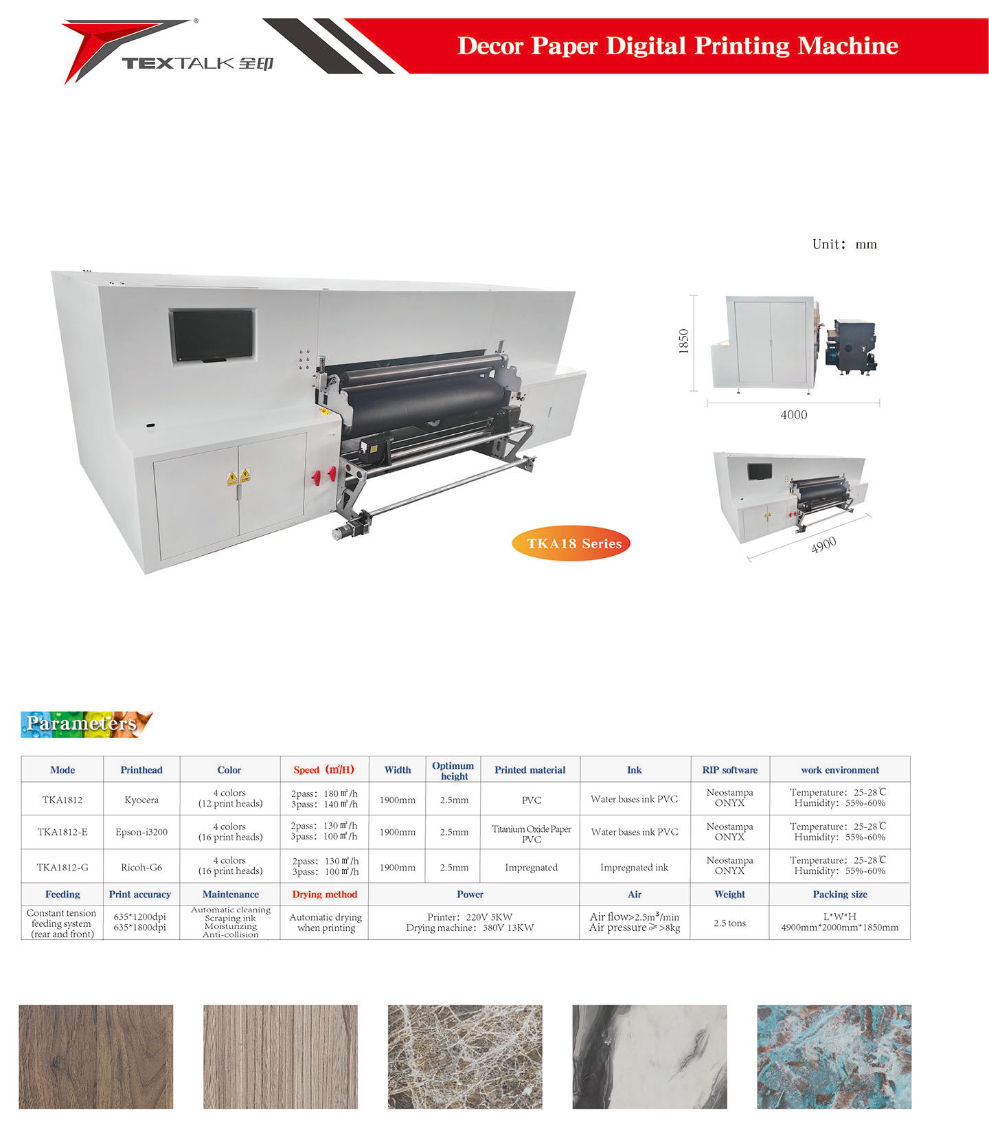 Deco-paper printing - digital textile printer Textalk